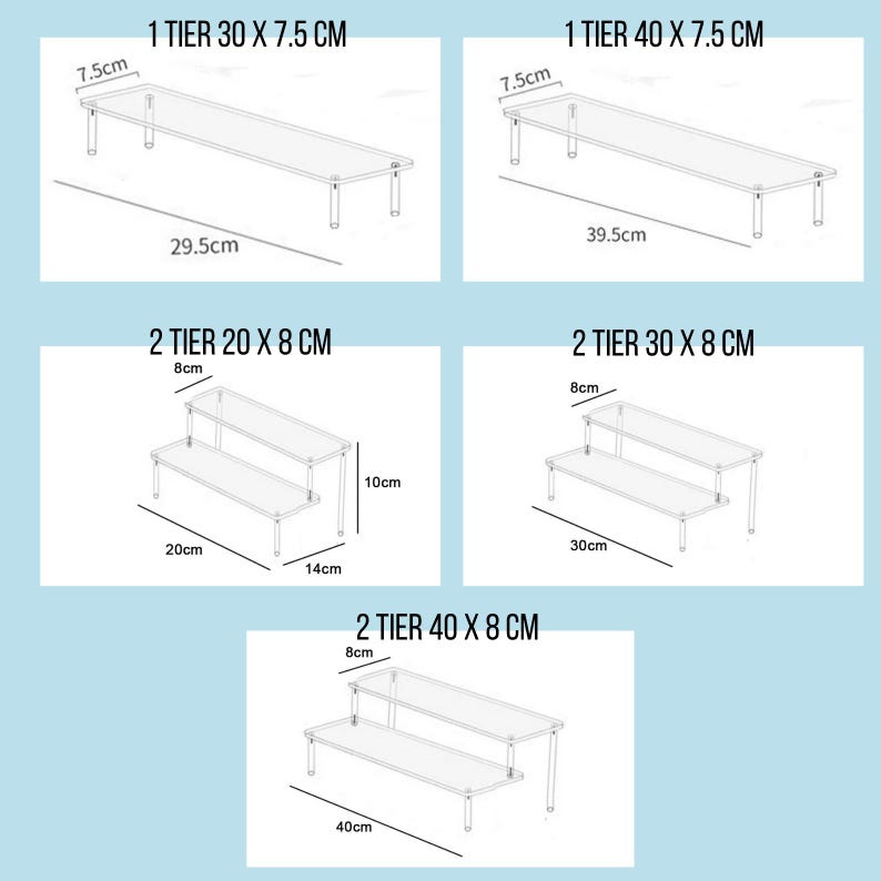 Acrylic Display Stand, Clear Display Riser Rack, 1-5 Tier Shelf for ...