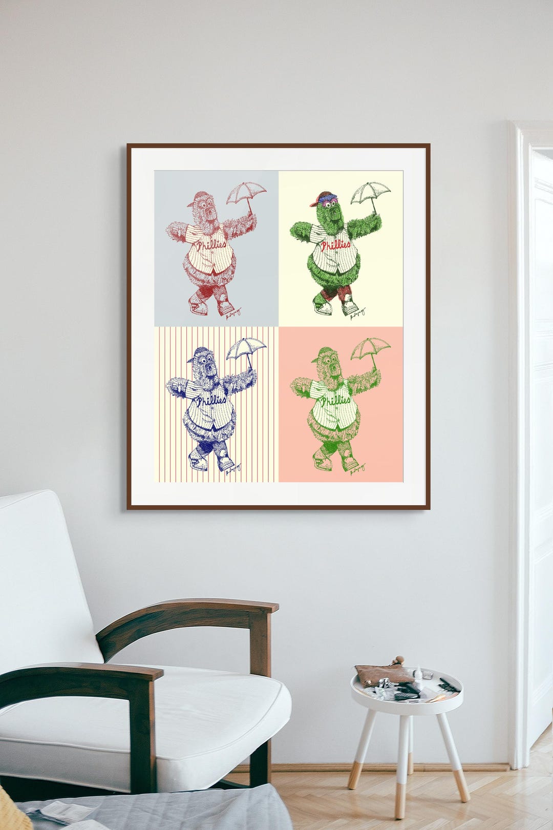 Phillies Phanatic Wall Art | Pointillism Drawing Print | Baseball ...