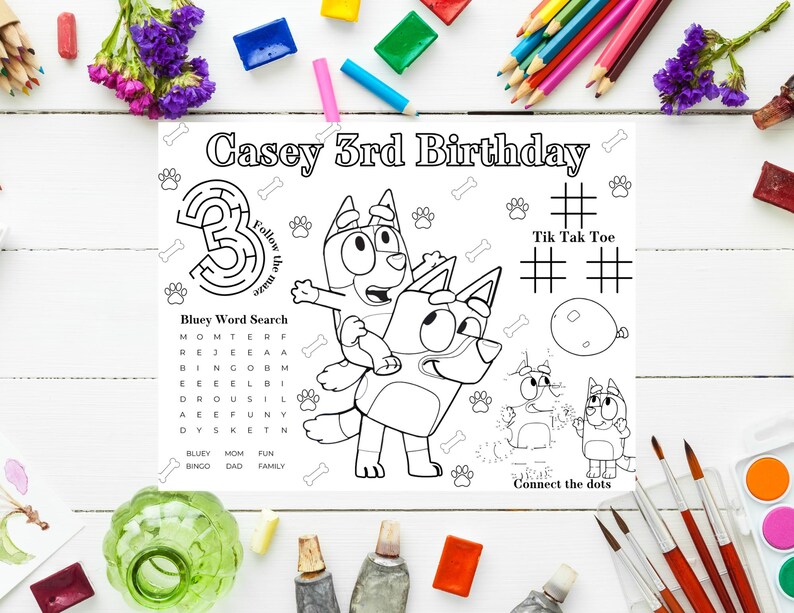 Bluey Activity Sheet, Bluey Coloring Sheet, Bluey Party, Bluey Birthday ...