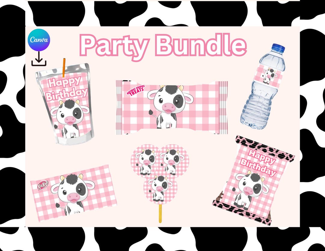 Cow Print Party Package, Cow Print Birthday Party Package, Cow Print ...