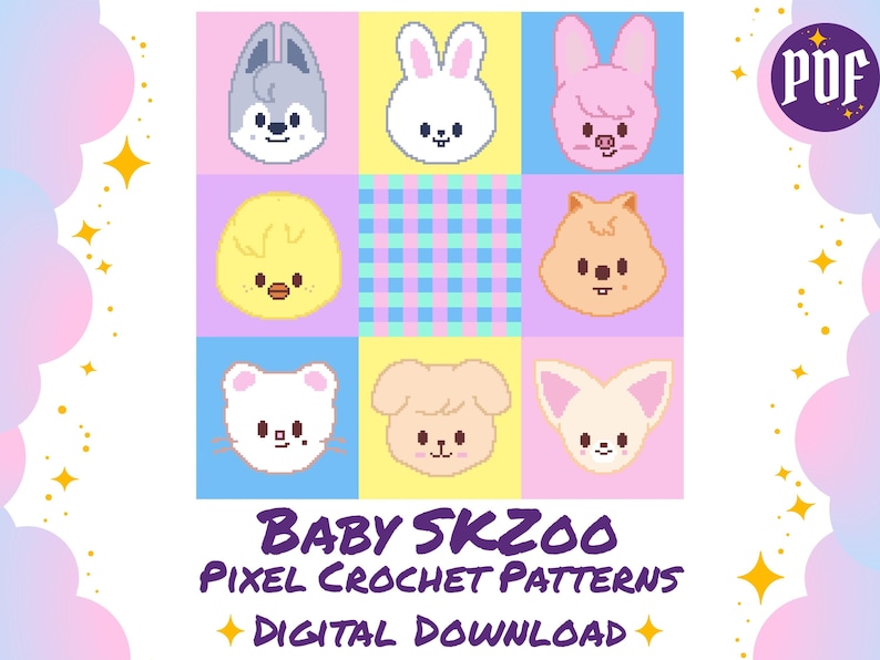 Baby Skzoo Crochet Pattern Stray Kids Inspired Applique & Square (PDF ...