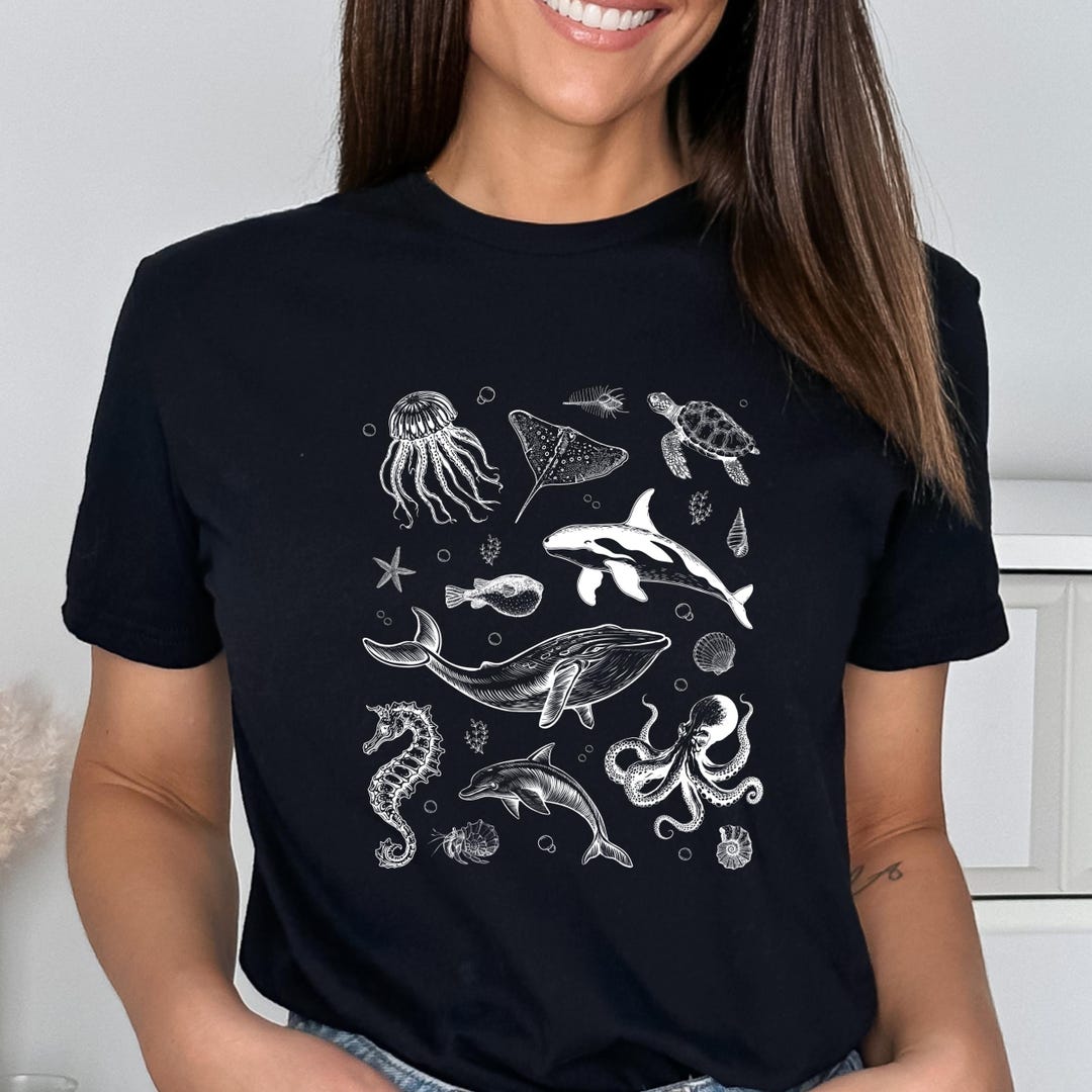 Sea Animals Vintage Shirt, Retro Ocean Shirt, Cute Sea Creatures Shirt ...