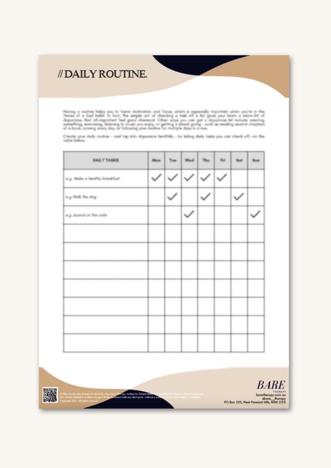 DAILY ROUTINE - Therapy Exercise Downloadable for Goal Setting ...