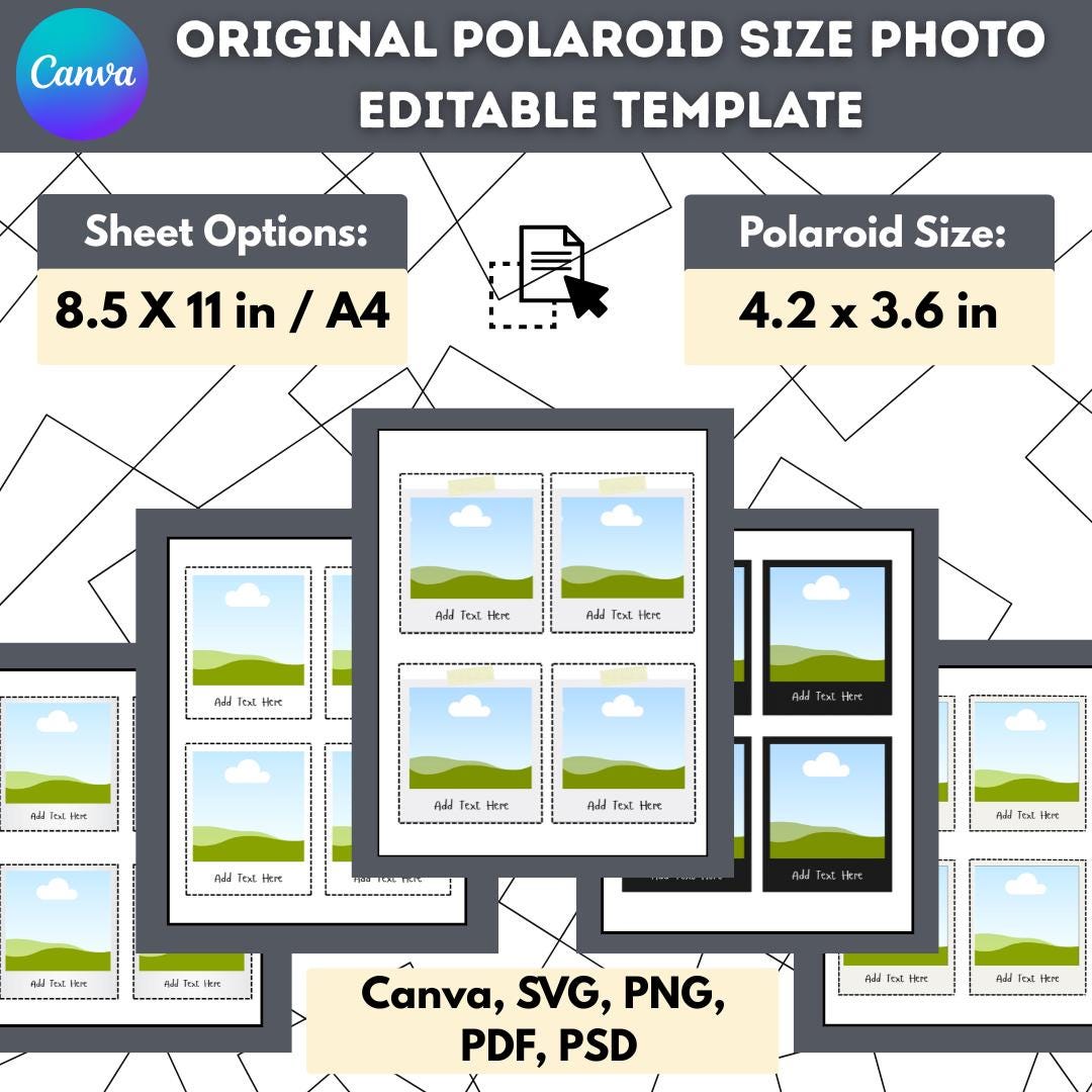Polaroid Photo Frame Canva Template Editable Instant Download for ...
