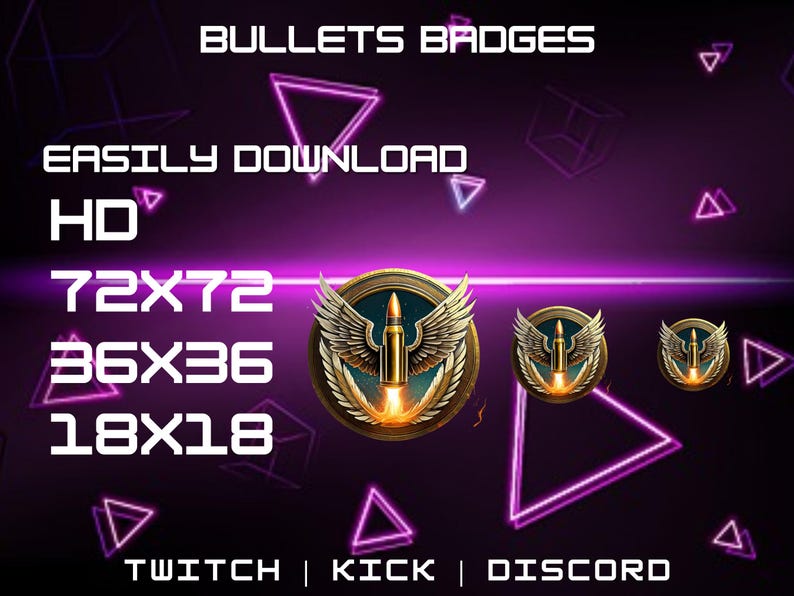 Twitch Sub/bit Badges | Bullets Badges | Instant Download | Ready-made ...