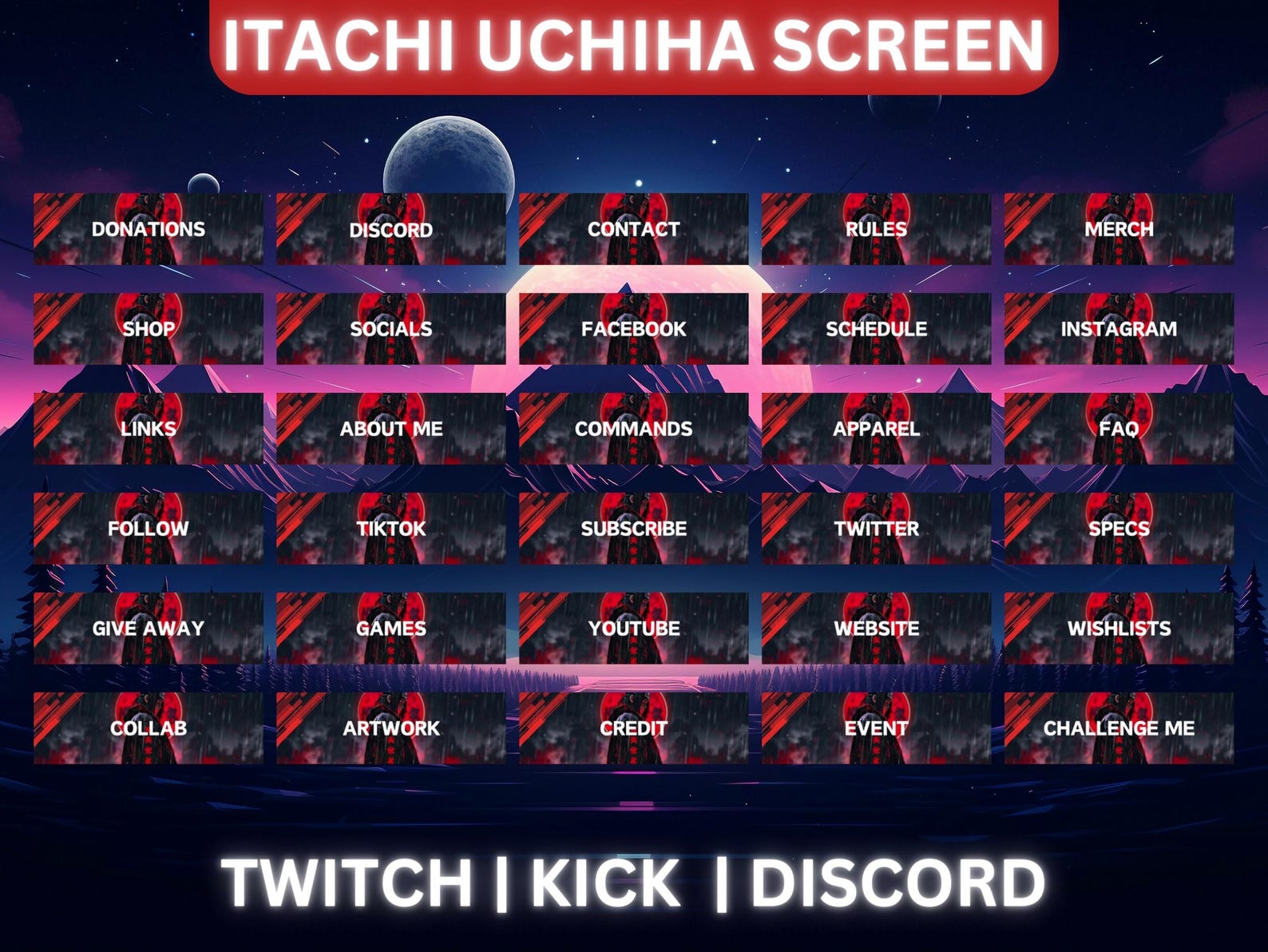 Twitch Anime Stream Overlay | Twitch Pack | Fictional Animated Overlay ...