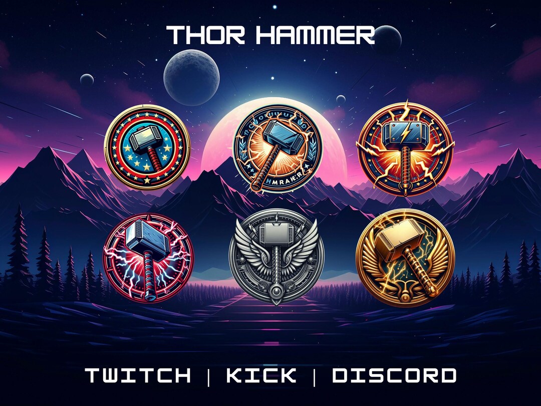 Thor Hammer Sub Badges Subscriber and Stream Badges Twitch Mjolnir ...