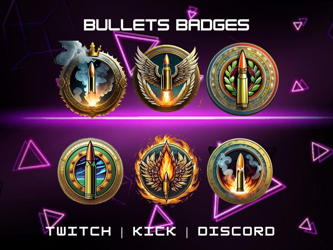 Twitch Sub/bit Badges | Bullets Badges | Instant Download | Ready-made ...