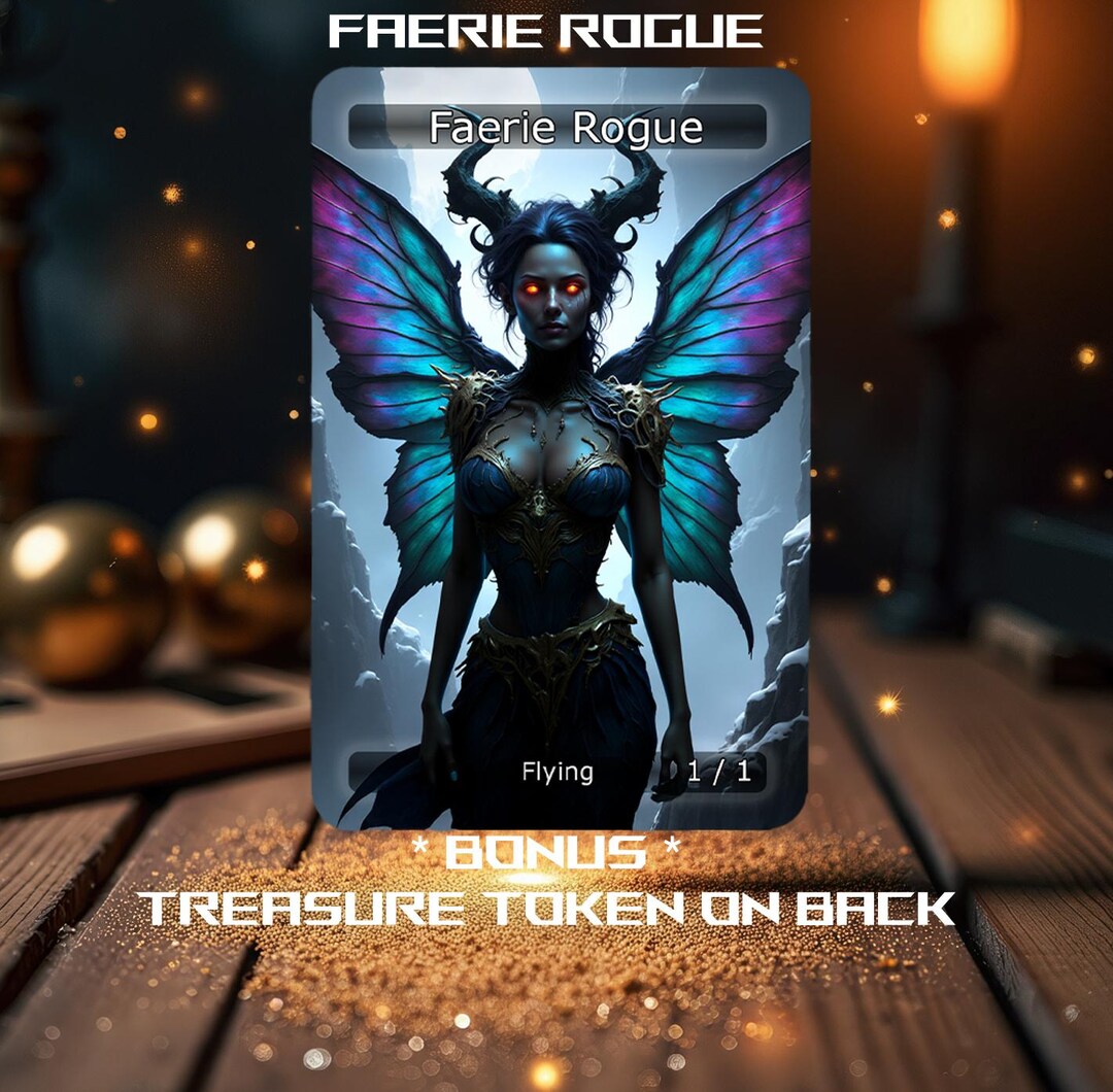 Faerie Rogue Creature Token (MTG) ** Bonus Treasure Token on Back** - Etsy