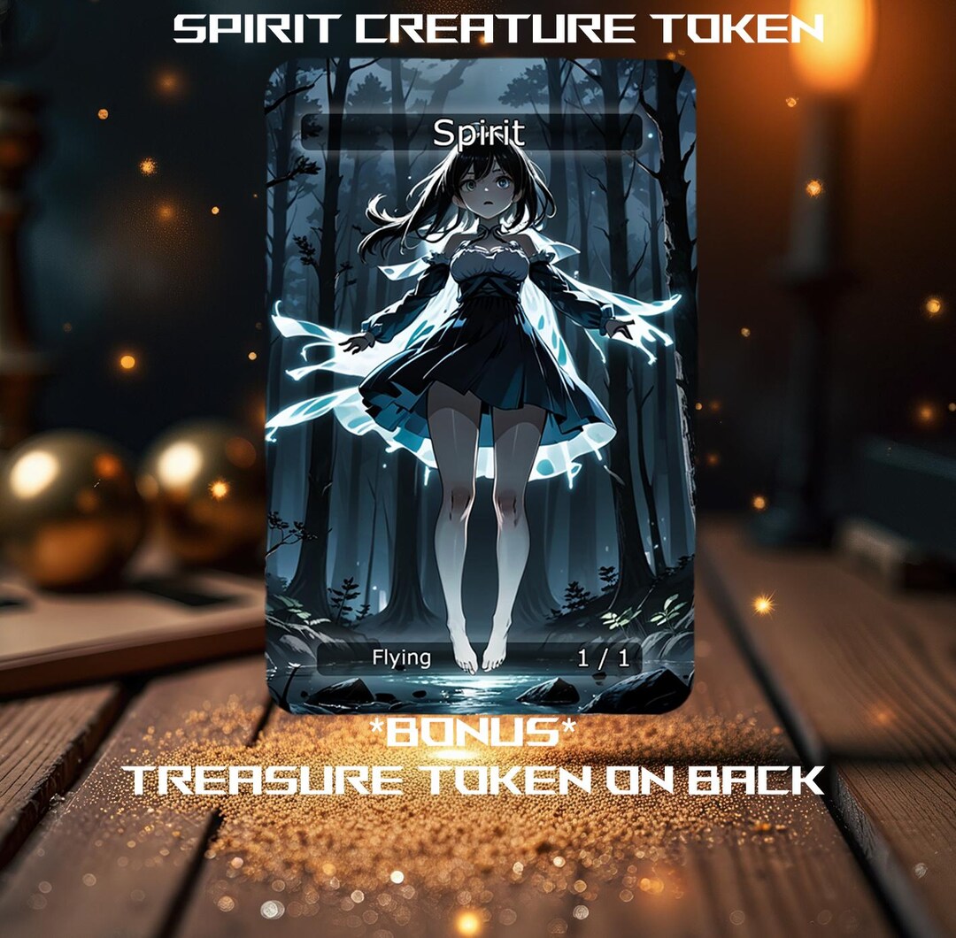 Spirit Creature Token ANIME WAIFU (MTG) ** Bonus Treasure Token on Back ...