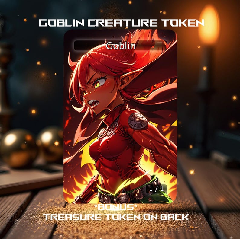 Goblin Creature Token *ANIME* (MTG) ** Bonus Treasure Token on Back ...