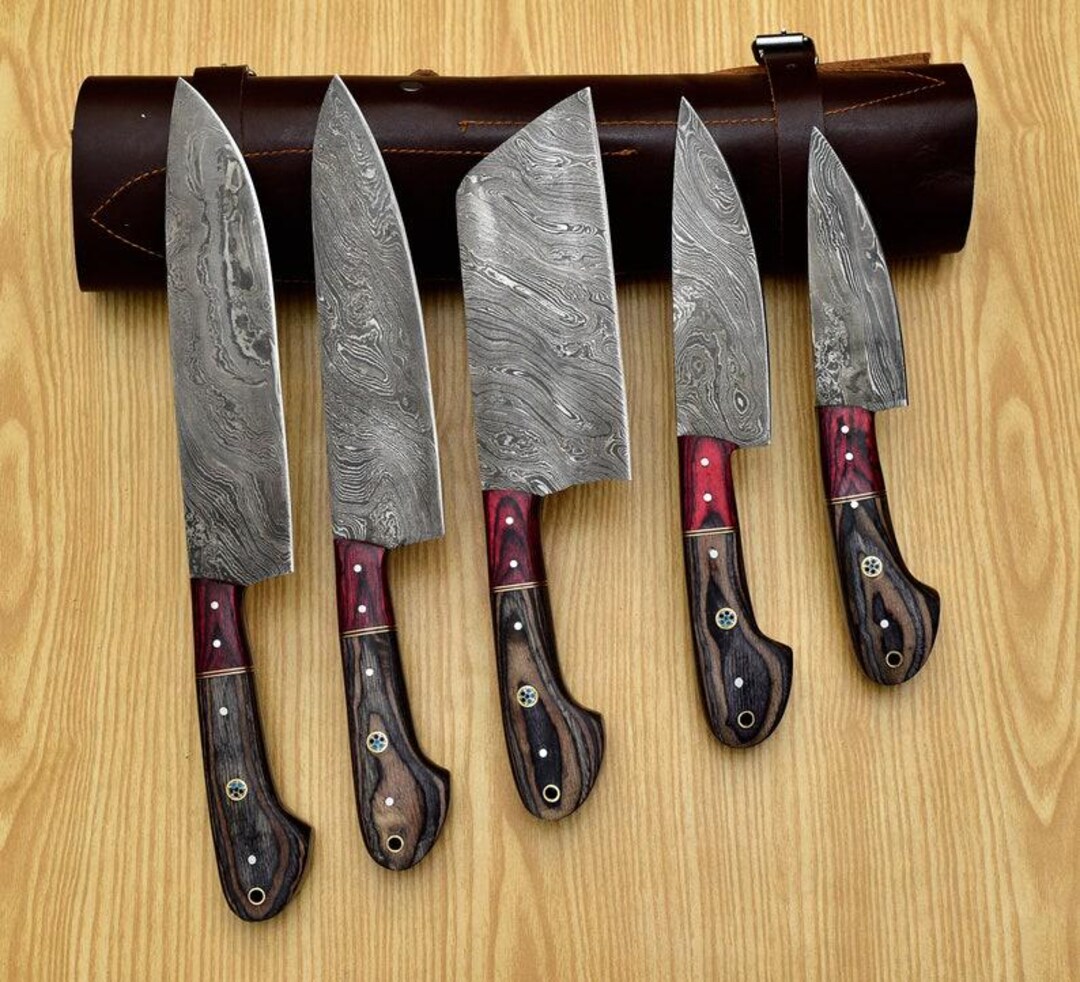 Hand Forged High Carbon Steel Chef Knife Set - 5 Piece Kitchen Knives ...