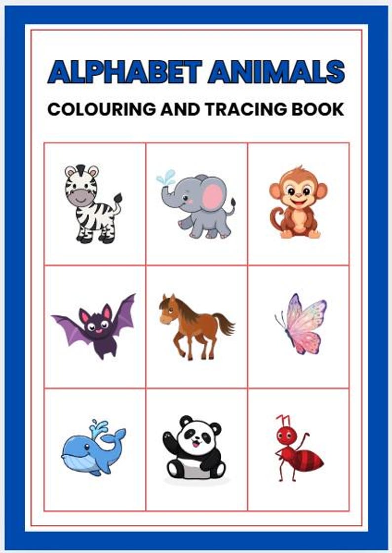 Alphabet Animals Tracing and Colouring - Etsy
