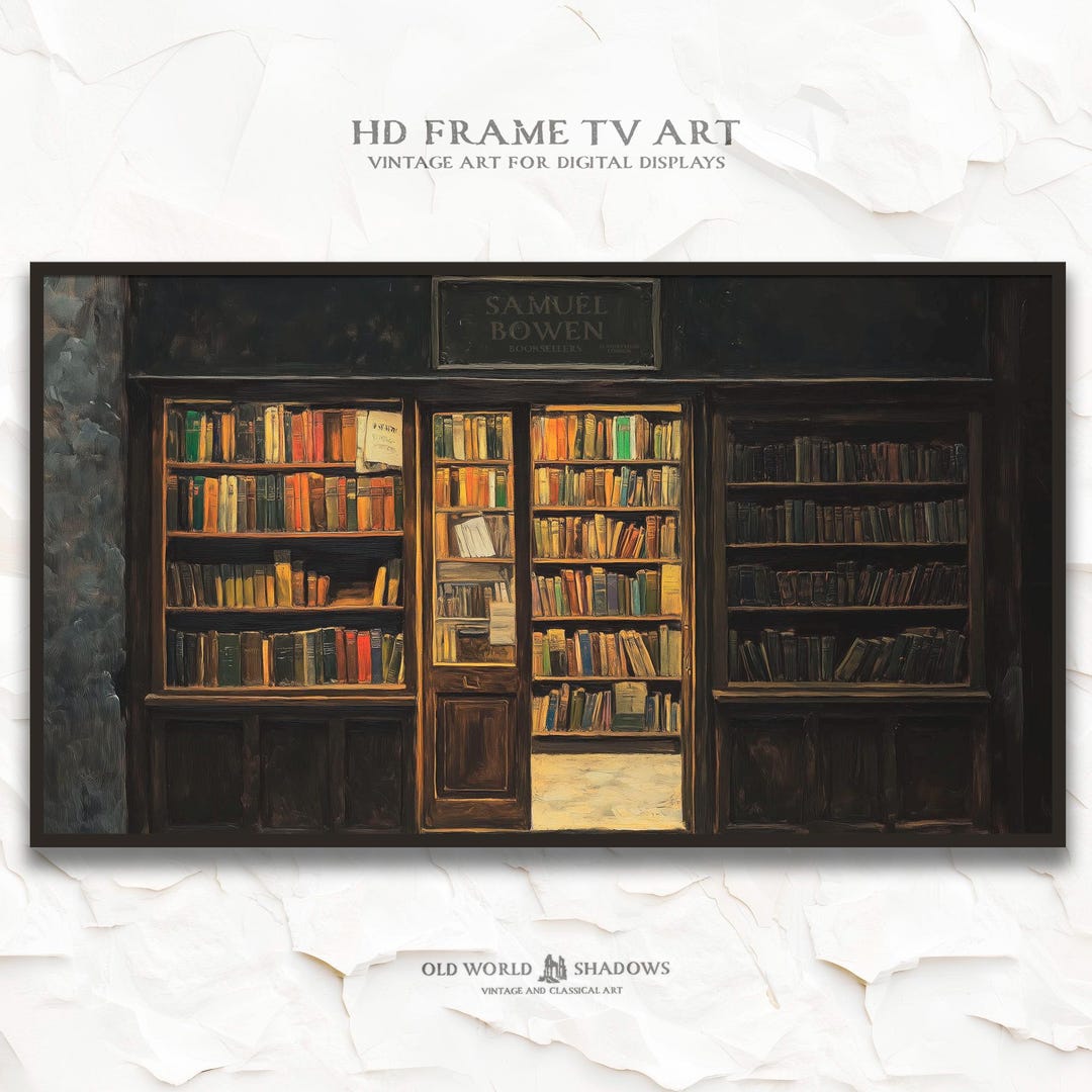 Digital Frame TV Art Vintage Bookstore Books High-definition Art for Digital Frames - Etsy