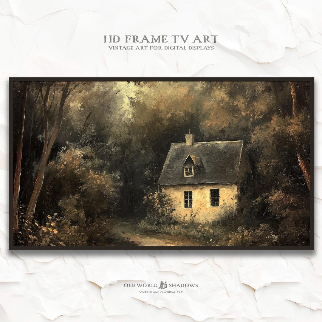 Digital Frame TV Art - Cottagecore Painting of Cottage in the Woods - High-definition Art for ...