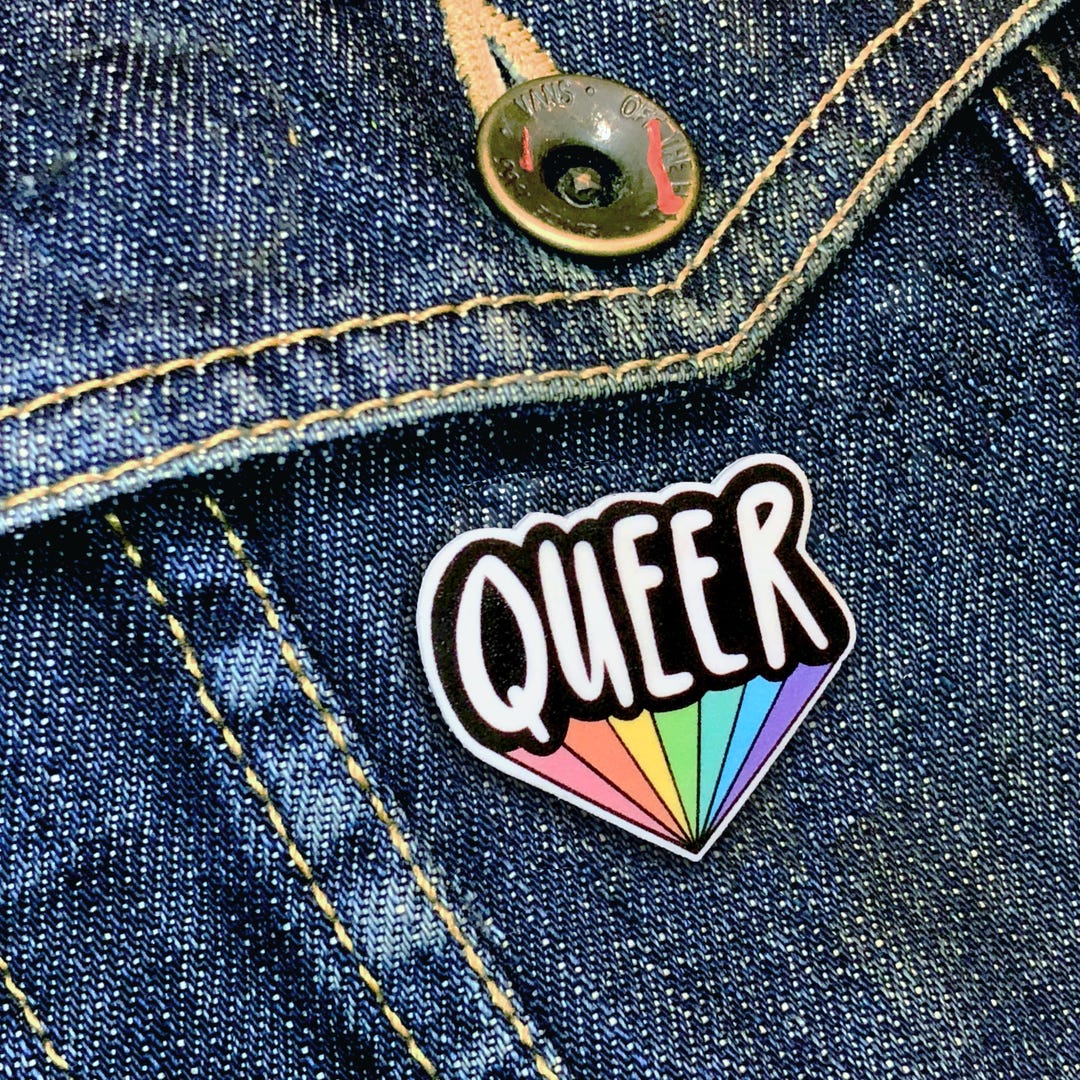 Queer Bold Font Pride Rainbow Lapel Pin - Etsy