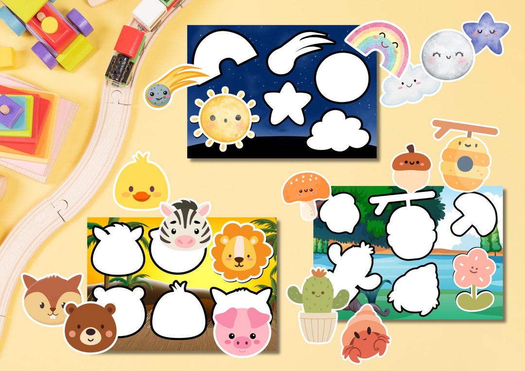 Cute Shape Sorting Activity (animal Heads, Heavenly Bodies, and More ...