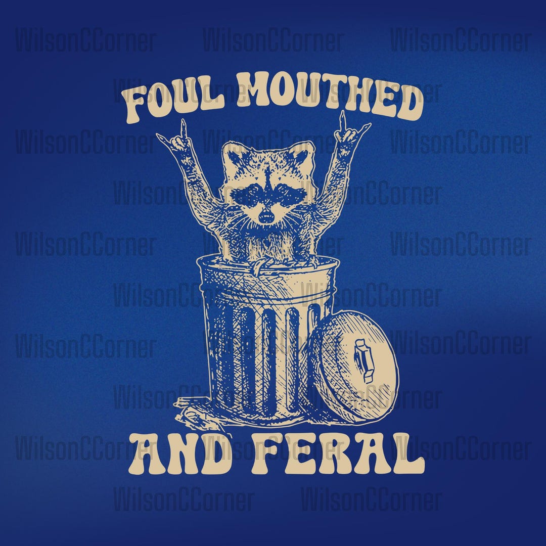 Retro Foul Mouthed Feral Raccoon Meme Png, Sarcastic Animal Humor ...