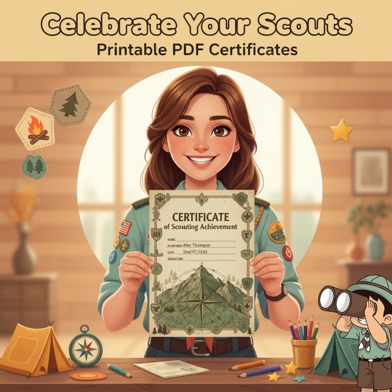 Printable Scout Certificates PDF – 10 Colorful Cub & Boy Scout Awards ...