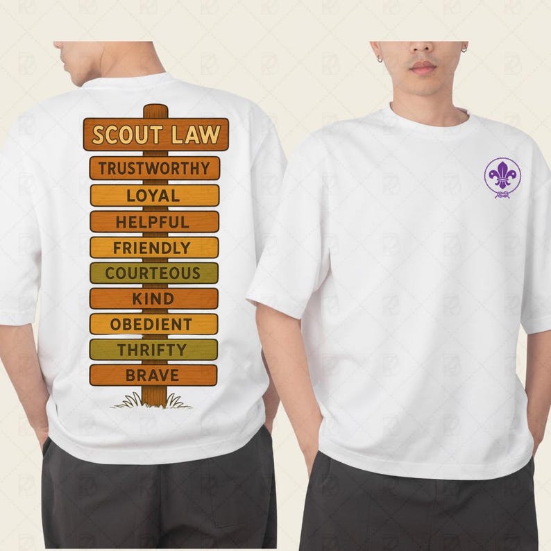 Scout Law PNG – Wooden Sign Scouting Values Digital Design for Printing ...