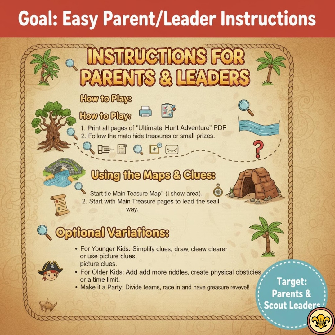 Printable Treasure Hunt Map for Kids PDF | Outdoor Adventure Game ...