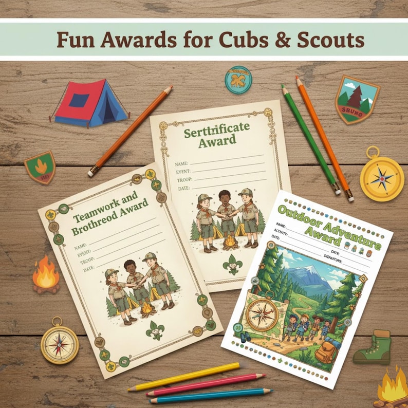 Printable Scout Certificates PDF – 10 Colorful Cub & Boy Scout Awards ...