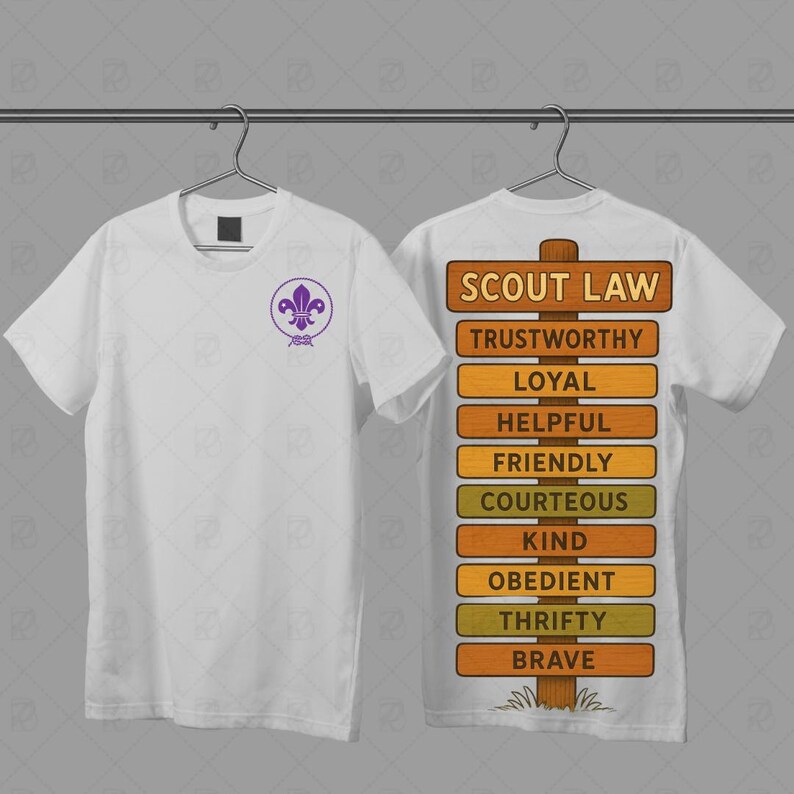 Scout Law PNG – Wooden Sign Scouting Values Digital Design for Printing ...