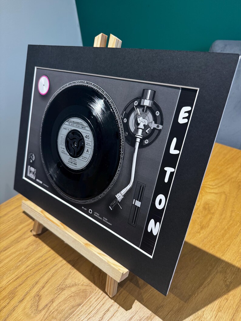 Elton John Blue Eyes 7" Vinyl Record Player Print – Wall Art (14"x11 ...