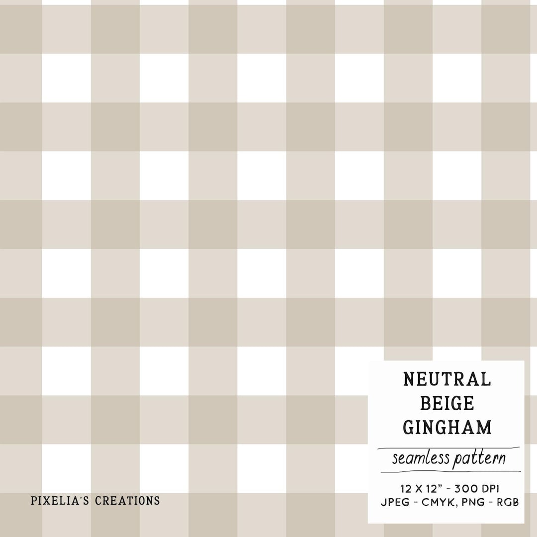 Neutral Beige Gingham Seamless Pattern | Farmhouse-style Plaid Repeat ...