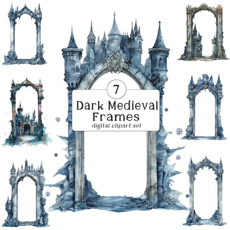 Dark Medieval Frame Clipart, Renaissance Design, Castle Frame ...