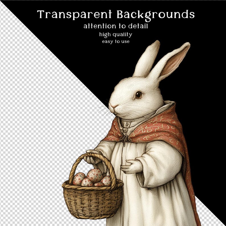 Medieval Easter Bunny Clipart - Marginalia Bunny, Renaissance Bunny ...