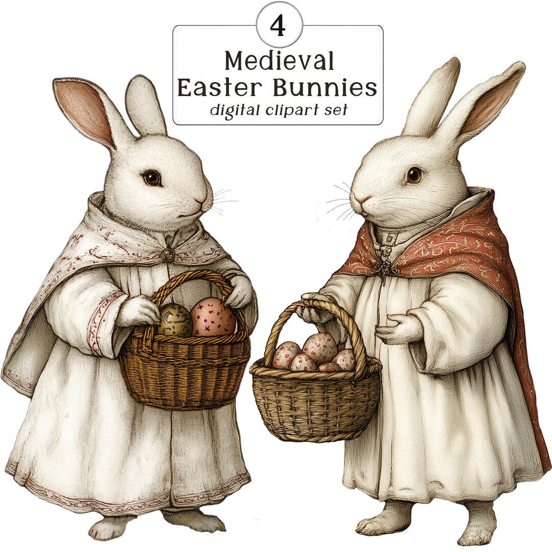 Medieval Easter Bunny Clipart - Marginalia Bunny, Renaissance Bunny ...