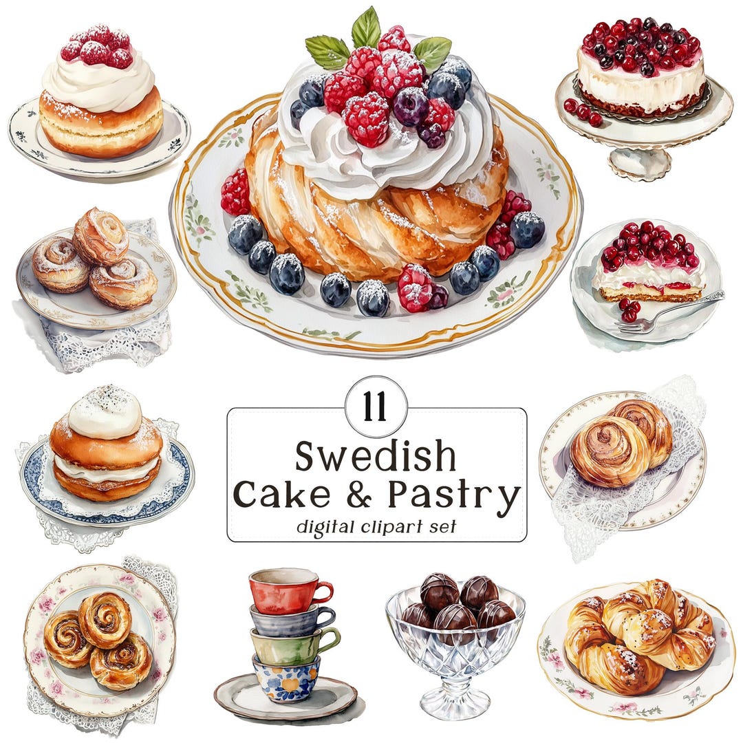 Swedish Cakes and Pastry Clipart Set - a Delicious Collection of ...