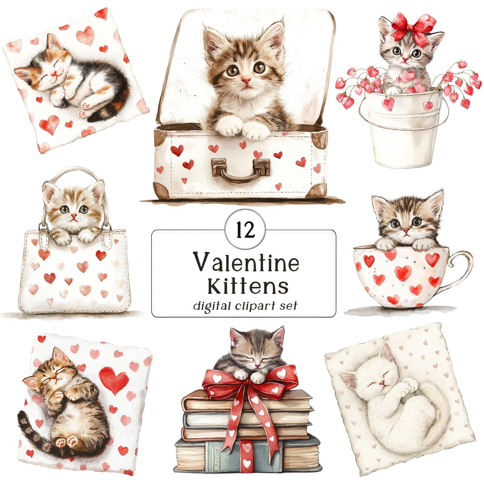 Valentine Kittens Clipart PNG, Cute Valentine Kitten Clip Art, Cute ...