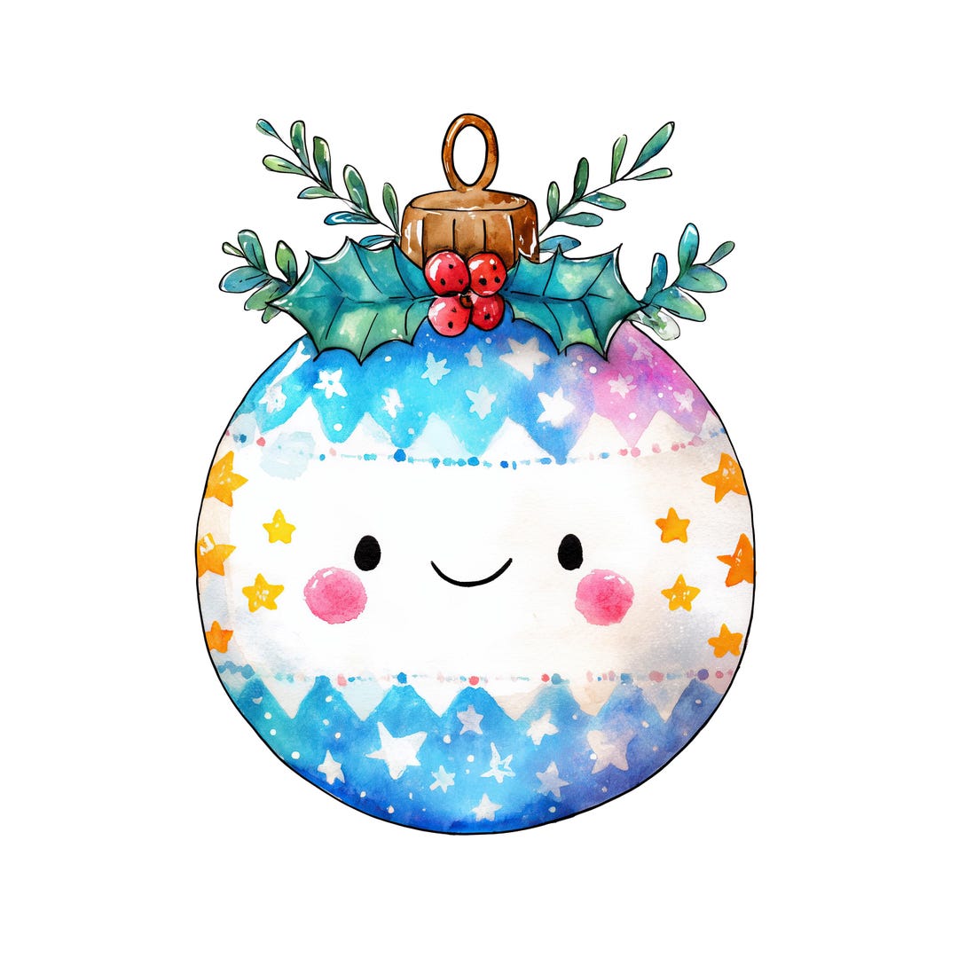 Cute Kawaii Christmas Ornament (stars): a Single Clipart Image With ...