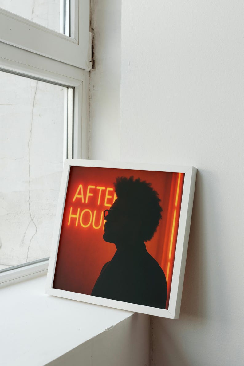 Moody Neon Silhouette Poster – the Weeknd After Hours Style Wall Art ...