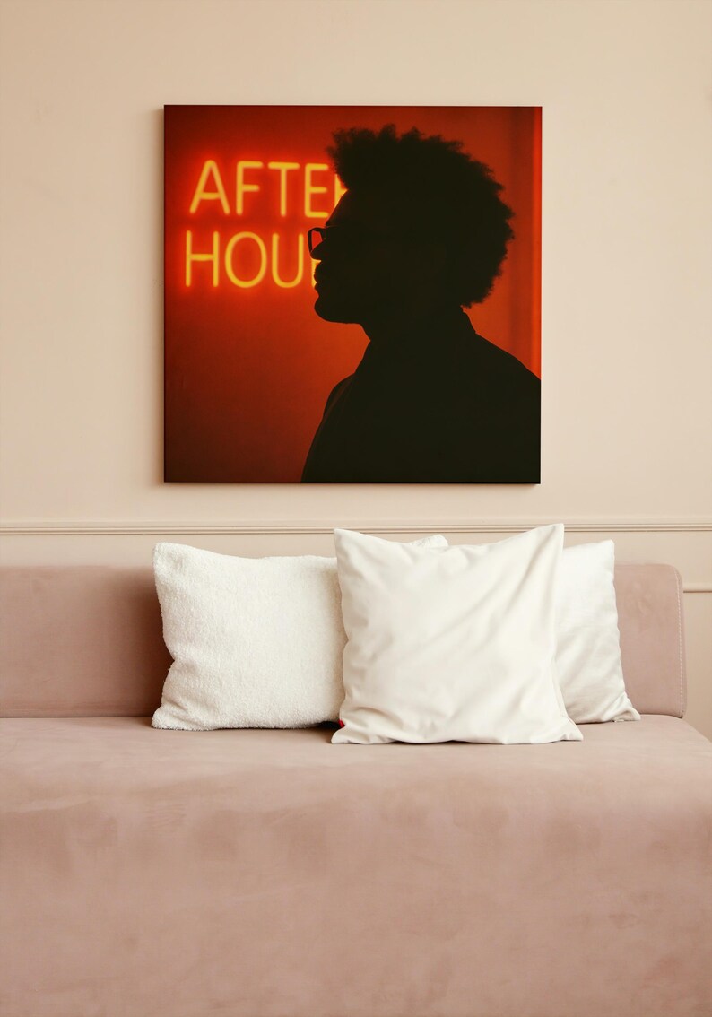 Moody Neon Silhouette Poster – the Weeknd After Hours Style Wall Art ...