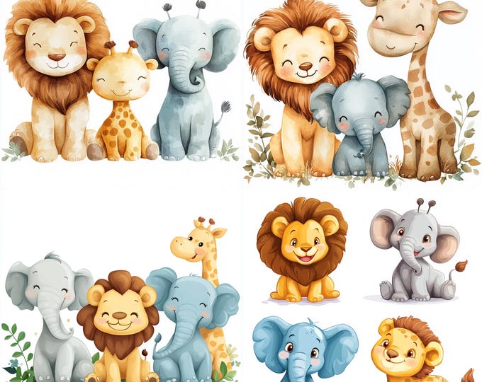 Cute Animal Clip Art | Adorable Creatures Digital Download | Printable ...