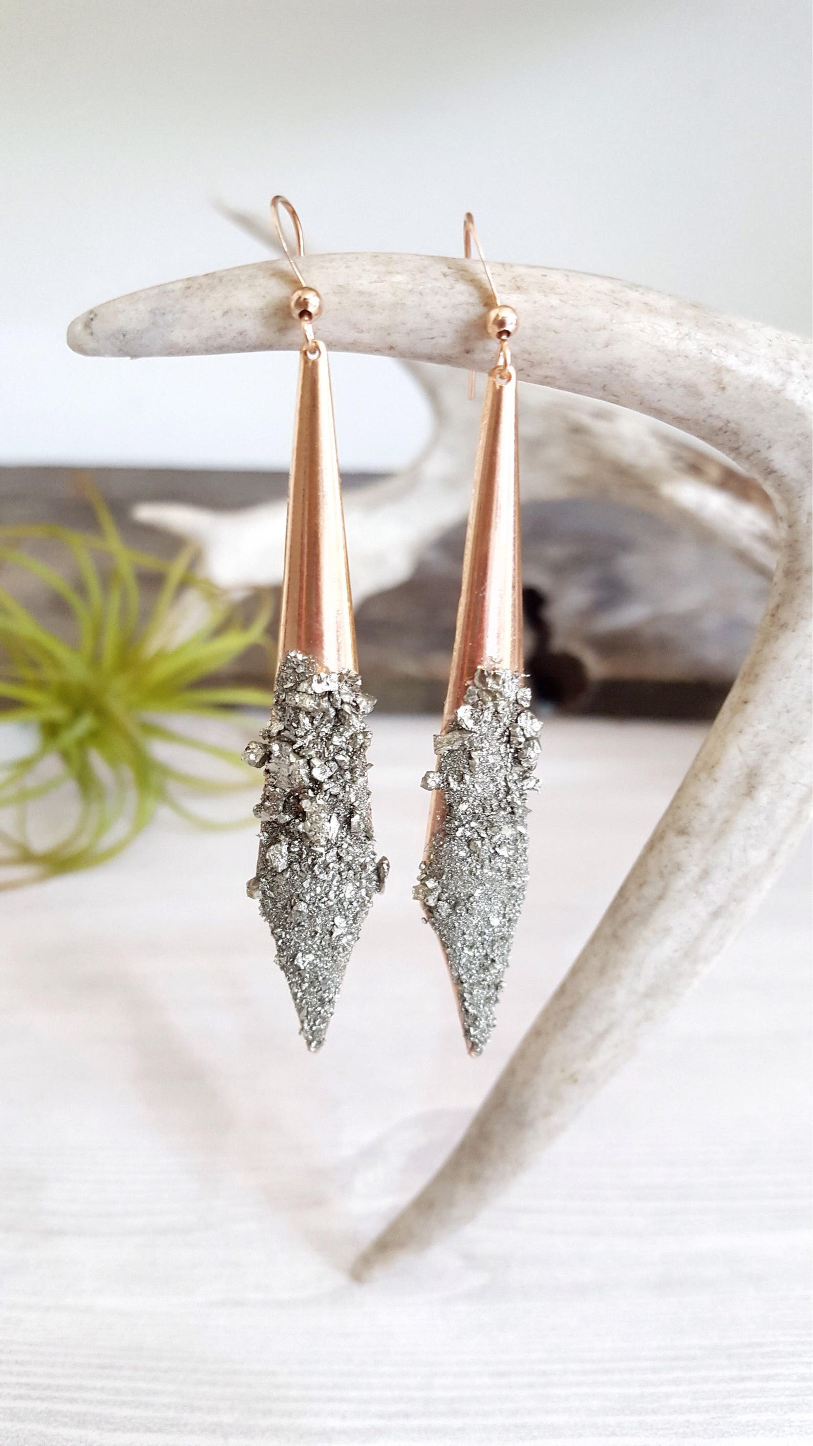 Rose Gold Earrings Statement Earrings Dagger Earrings | Etsy
