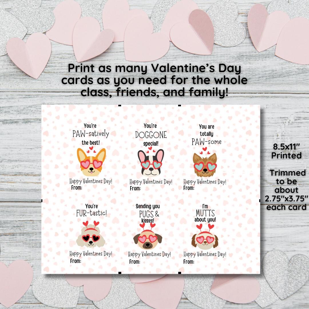 Printable Valentines Day Cards Classroom Valentines for Pet Lover Gift ...