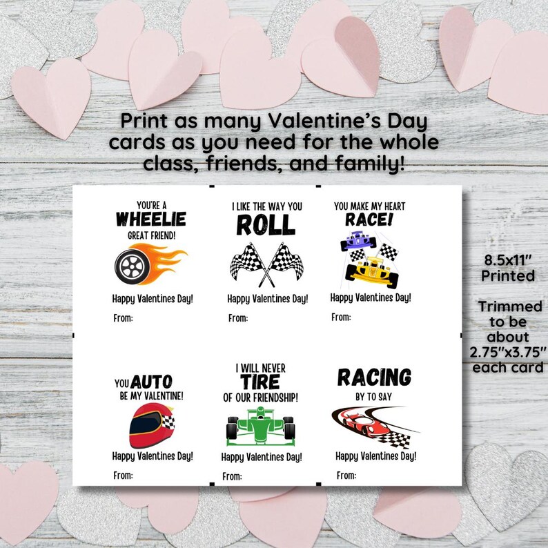 Valentines Cards for Boys Car Themed F1 Formula 1 Racecar Downloadable ...