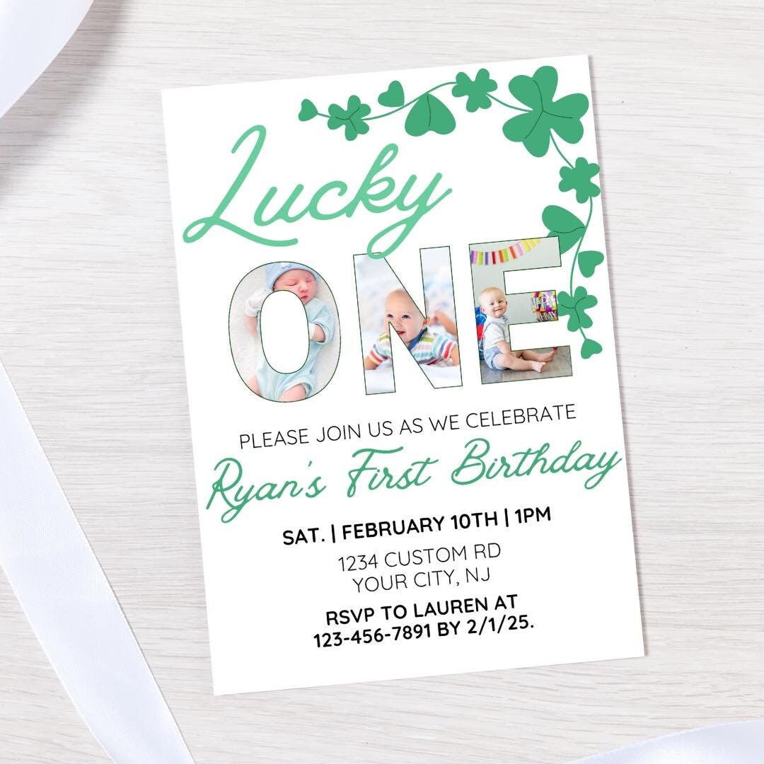 Lucky One 1st Birthday Invitation: St Patricks Day Clover, EDITABLE ...