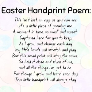 Easter Egg Poem Print Handprint Art Downloadable Art, Easter Decor ...