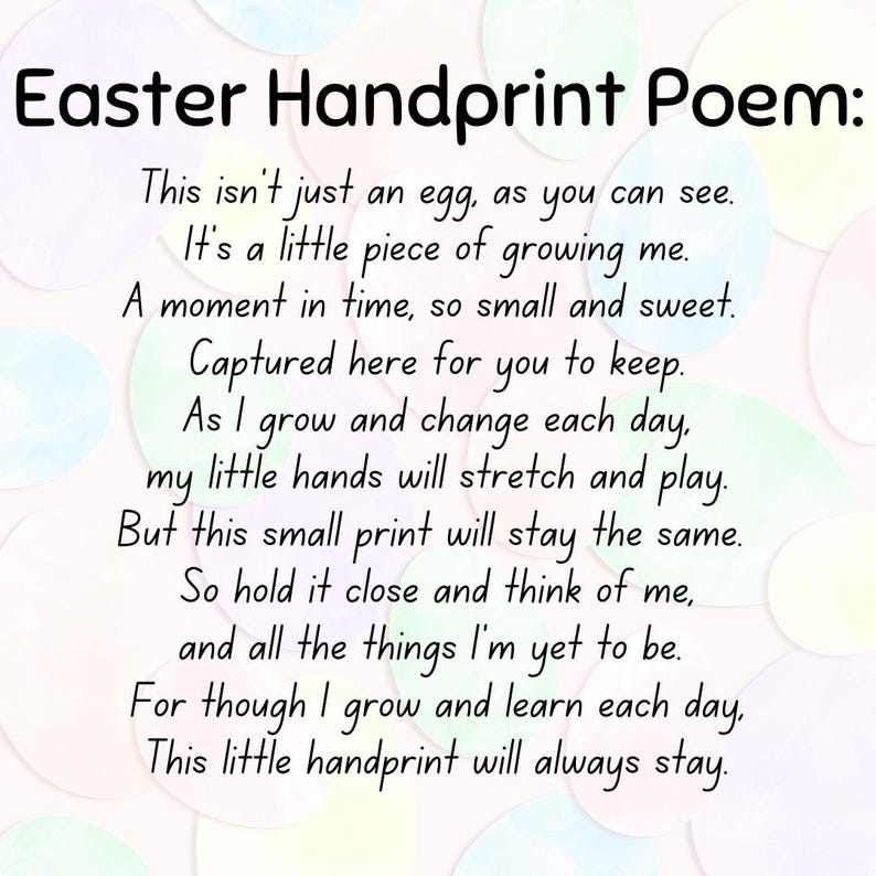 Easter Egg Poem Handprint Art: Baby Keepsake (digital Download) - Etsy