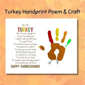 Turkey Handprint Poem Craft: Thanksgiving Keepsake (PDF) - Etsy
