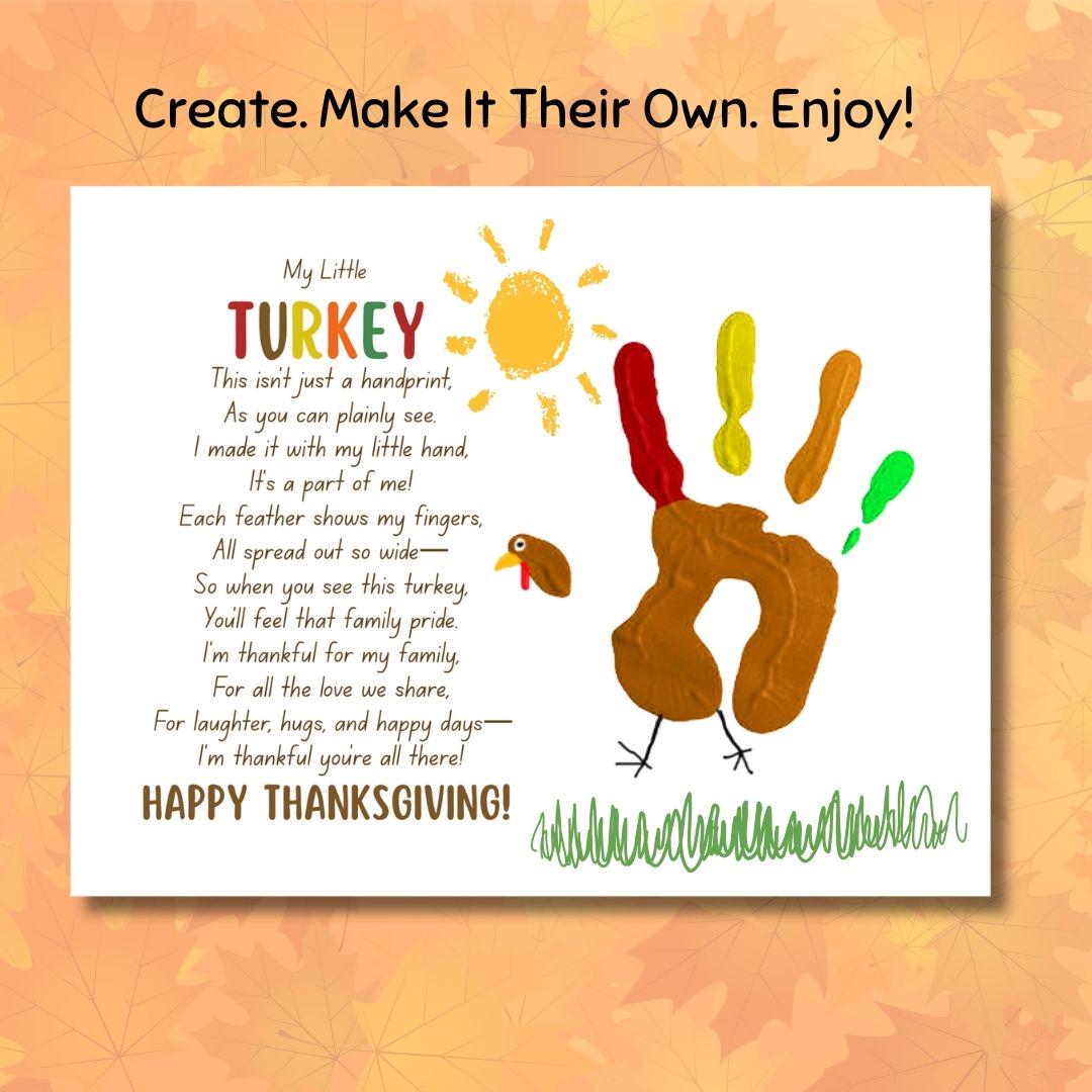 Turkey Handprint Poem Craft: Thanksgiving Keepsake (PDF) - Etsy