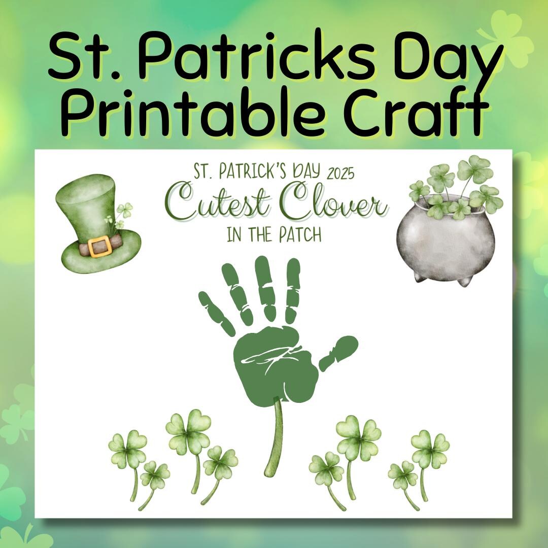 St Patricks Day Handprint Clover Keepsake (printable) - Etsy