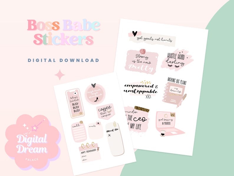 Cute Boss Babe Digital Stickers, PLR Resell License, That Girl ...