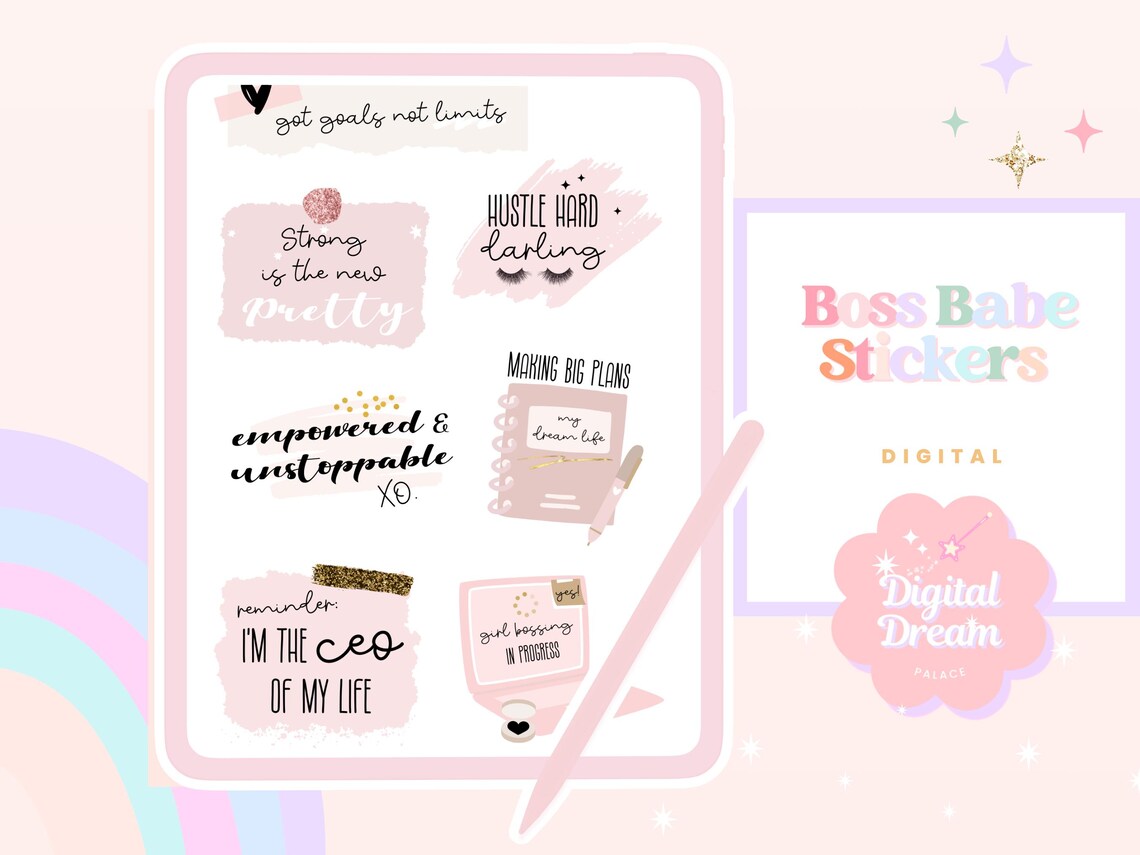 Cute Boss Babe Digital Stickers, PLR Resell License, That Girl ...