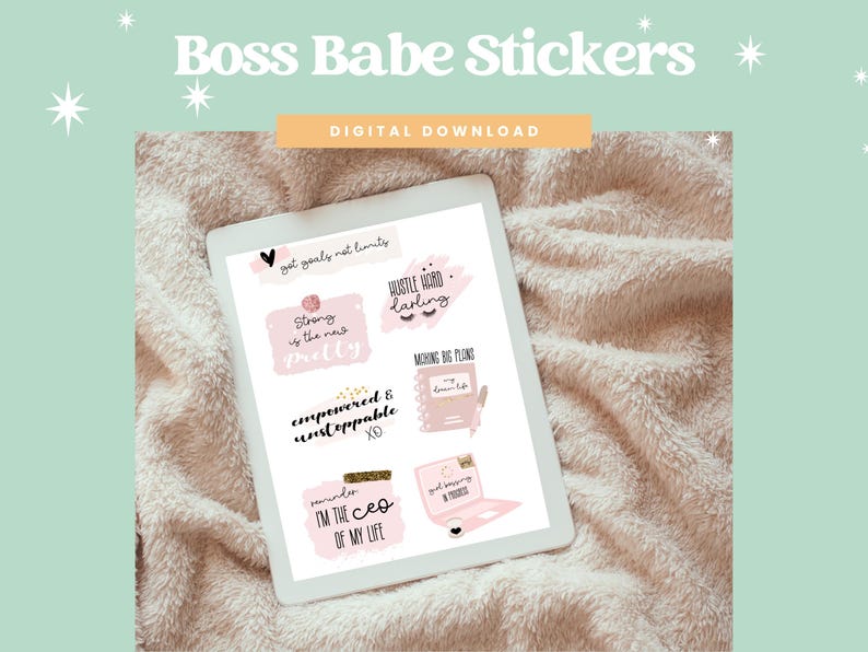 Cute Boss Babe Digital Stickers, PLR Resell License, That Girl ...